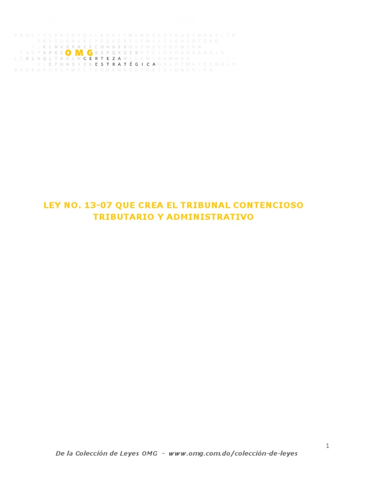 Ley 13-07 | PDF | Ley administrativa | Jurisdicción