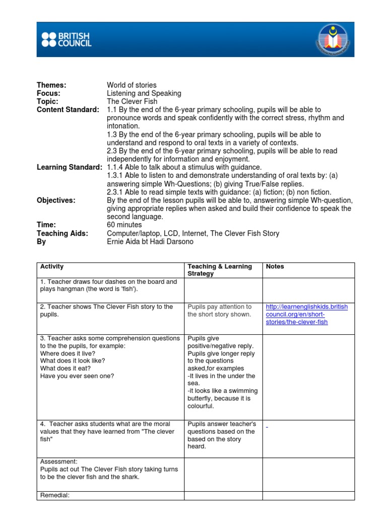 KSSR Lesson Plan | Download Free PDF | Question | Reading Comprehension