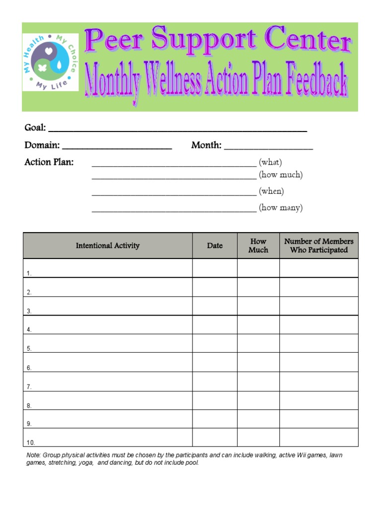 Monthly Wellness Action Plan and Feedback | PDF