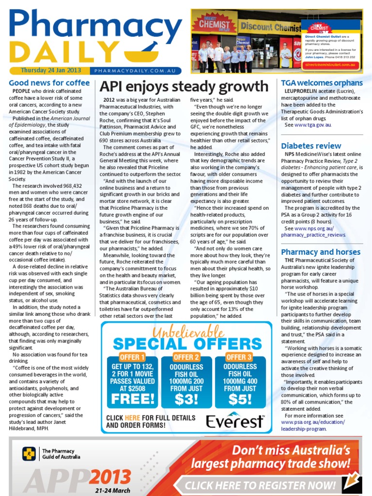Pharmacy Daily For Thu 24 Jan 2013 - API Growth, Diabetes Review, TGA ...