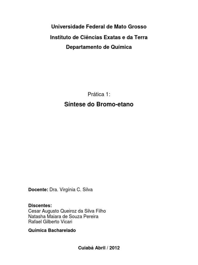 1 - Bromoetano | PDF | Ligação química | Reações químicas