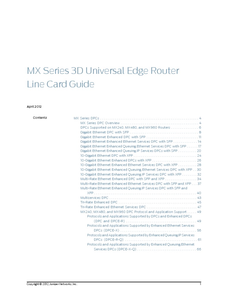 MX Series Line Card Guide | PDF | Ethernet | Electrical Connector