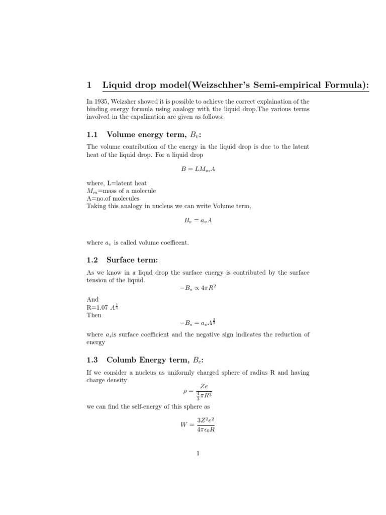 Liquid drop model of nucleus | Binding Energy | Atomic Nucleus | Free ...