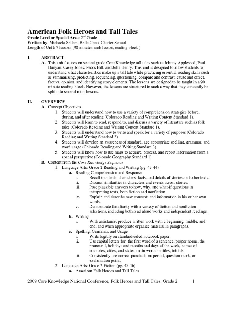 American Folk Heroes and Tall Tales | PDF | Reading (Process) | Reading ...