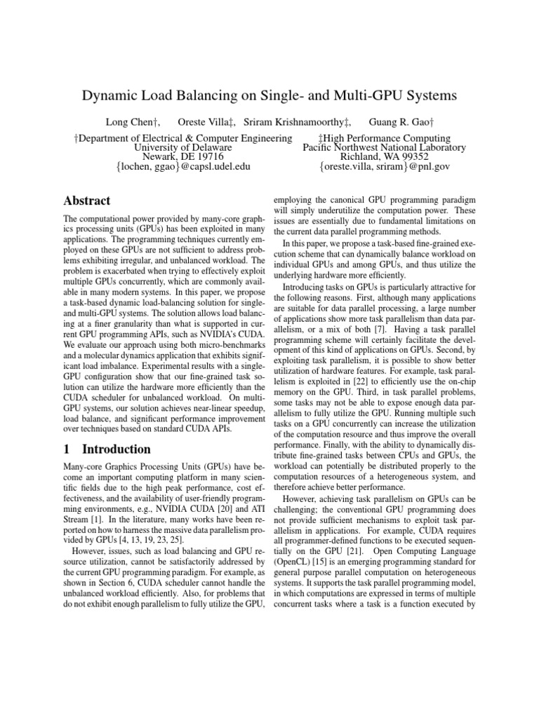 Dynamic Load Balancing On Single-And Multi-GPU Systems | Download Free PDF | Parallel Computing ...