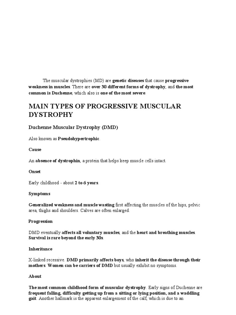 Types of Muscular Dystrophy Explained | PDF | Muscular Dystrophy | Muscle