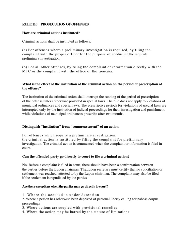 Rule 110 Prosecution of Offenses | PDF | Prosecutor | Crime & Violence