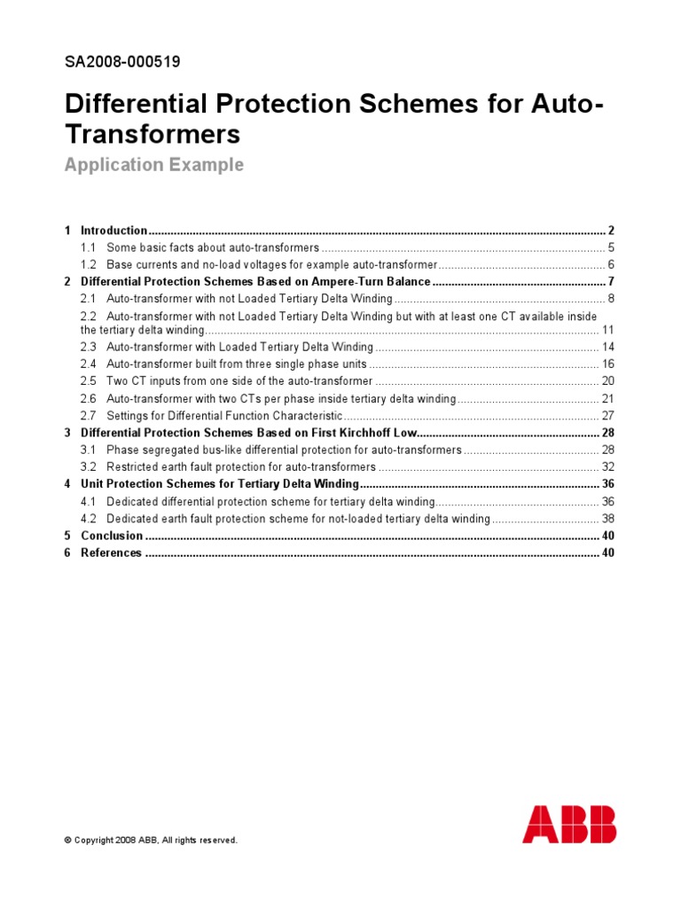 Differential Protection Schemes For Auto-Transformers PDF | PDF ...