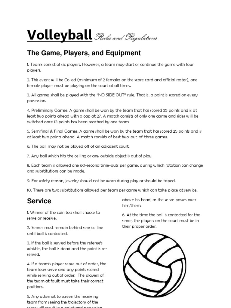 Volleyball Rules and Regulations Guide | PDF | Volleyball | Gaming
