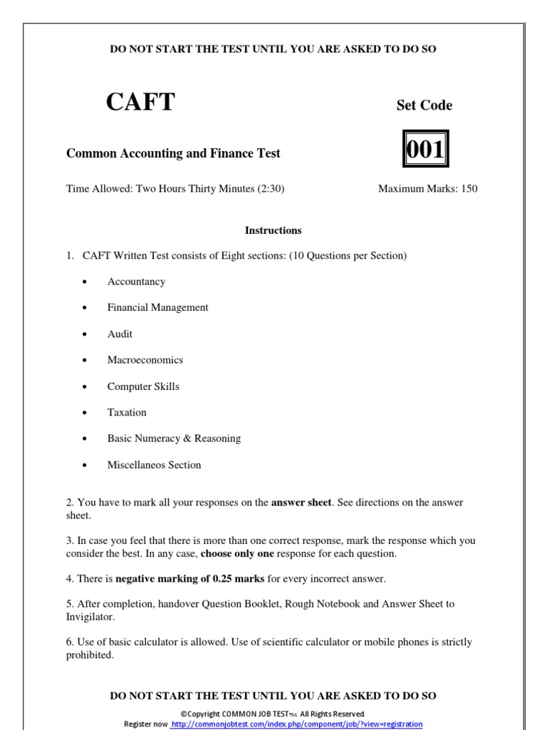 Caft 001: Common Accounting and Finance Test | PDF | Expense | Debits ...