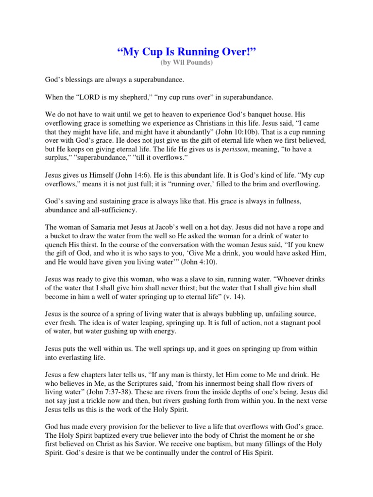 "My Cup Is Running Over!": (By Wil Pounds) | PDF | Eternal Life ...