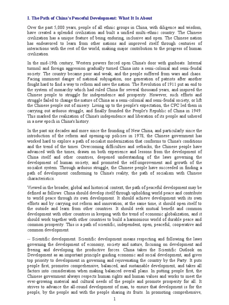 The Path of China's Peaceful Development | PDF | Economic Development ...