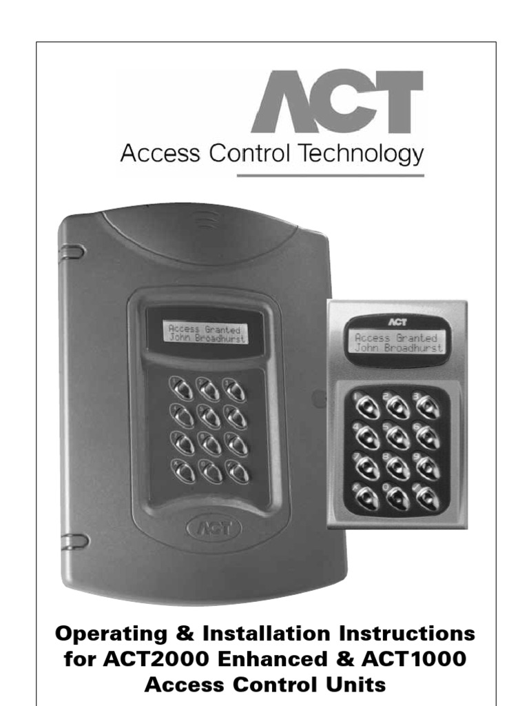 ACT Pro 2000 Manual | PDF | Personal Identification Number | Access Control