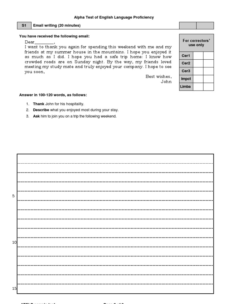 English Proficiency Test Sample Tasks | PDF | Question | Human ...