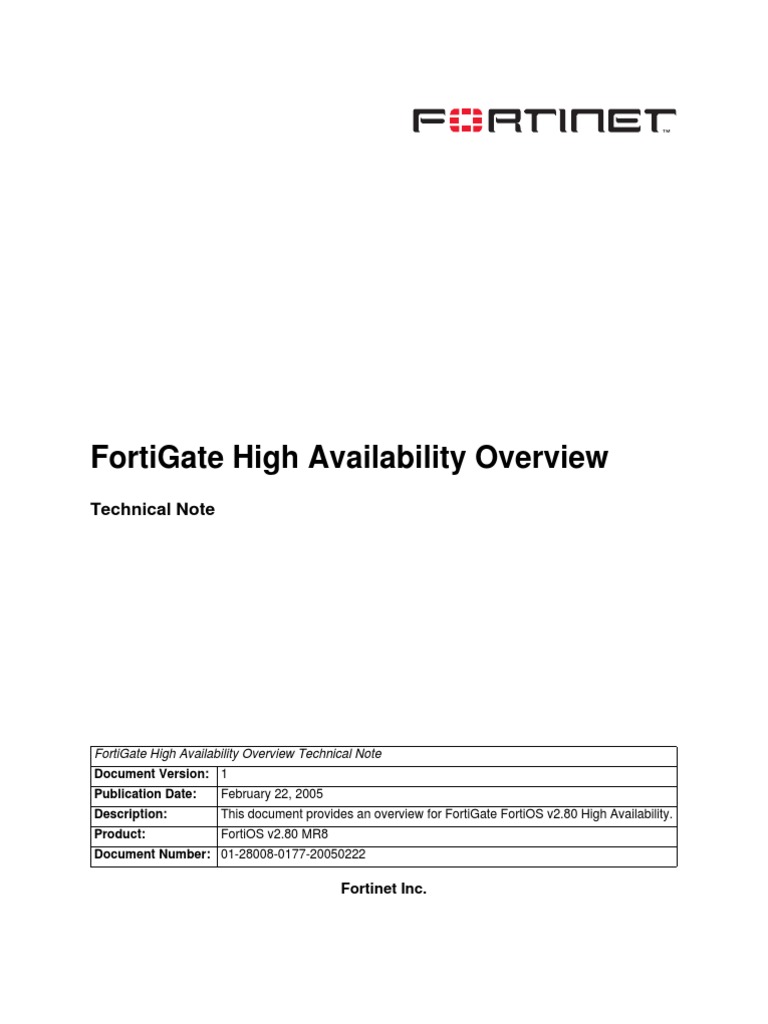 Fortigate High Availability | PDF | Computer Network | Ip Address