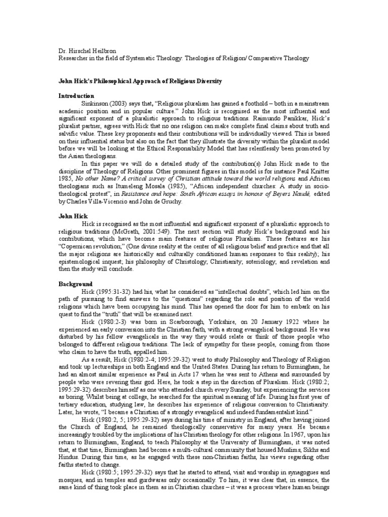 John Hick | PDF | Religious Pluralism | Revelation