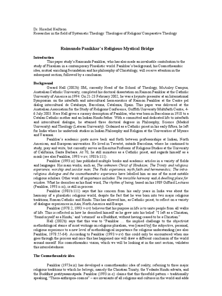 Raimundo Panikkar | PDF | Interfaith Dialogue | Monism