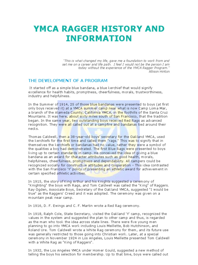 YMCA Ragger | Download Free PDF | Faith | Ymca