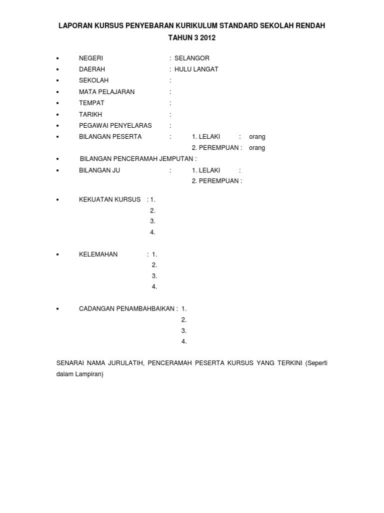 Format Laporan Ladap Sekolah Ke PPD | PDF