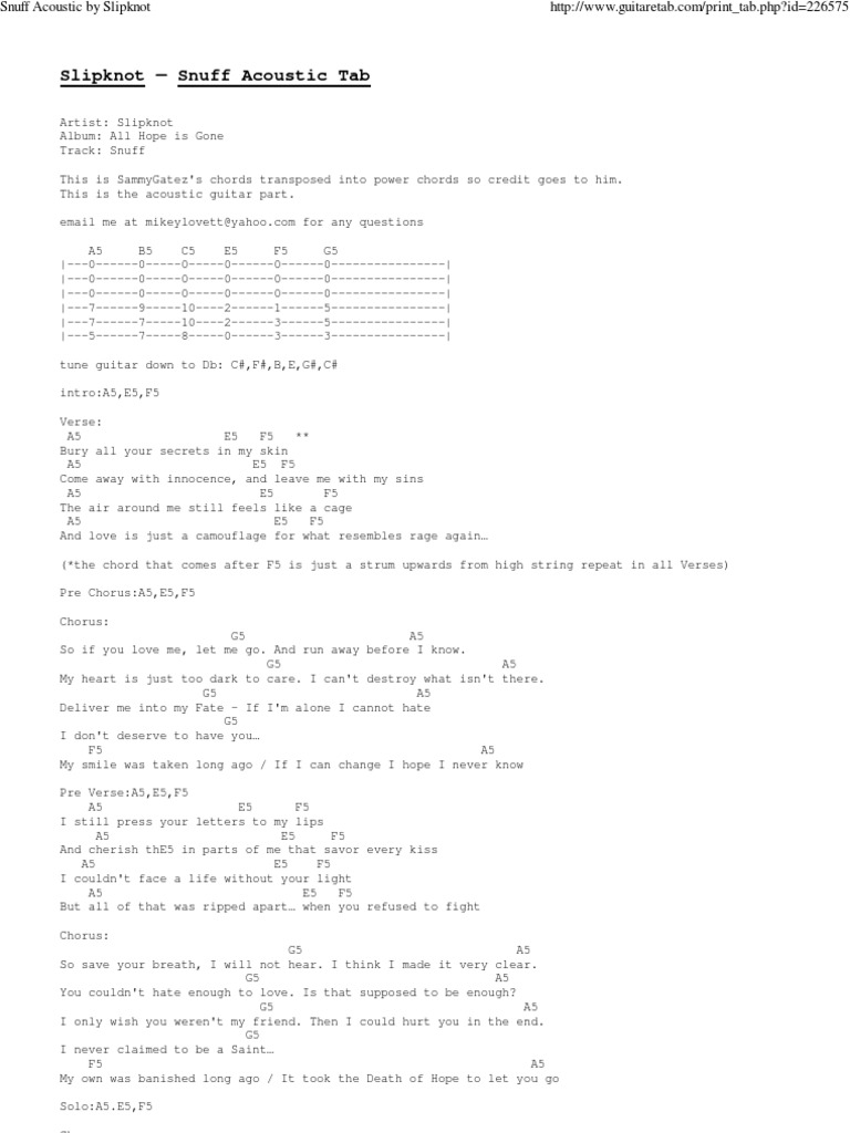 Snuff Acoustic by Slipknot.pdf | Song Structure | Recorded Music