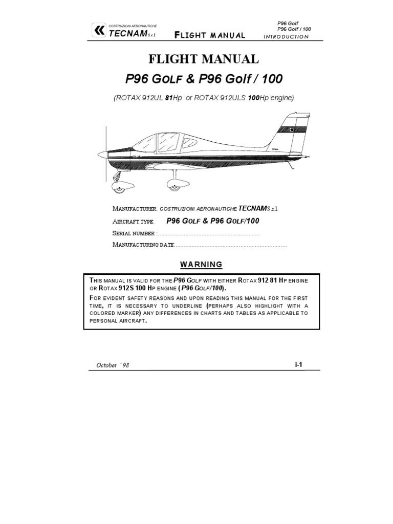 P96 Flight Manual | PDF | Airspeed | Empennage