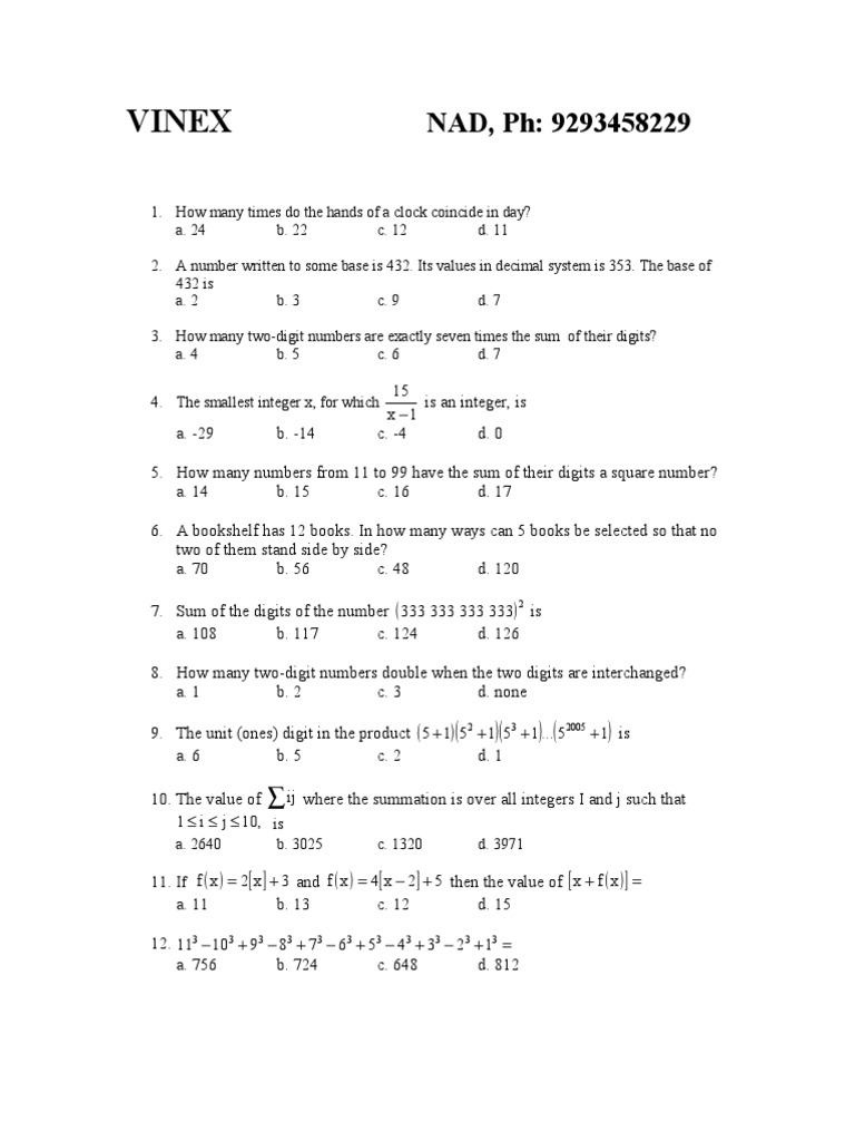Math Problems and Solutions Quiz | PDF | Teaching Methods & Materials