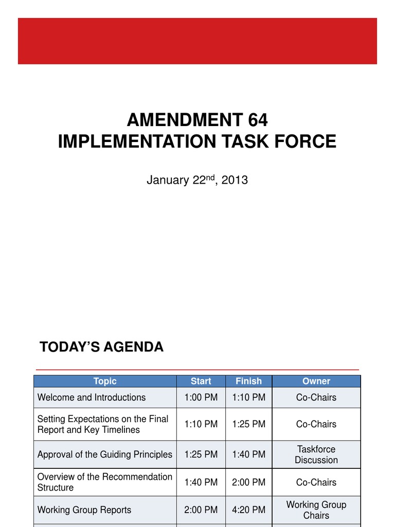 Amendment 64 Task Force Agenda 2013 | PDF | United States Congress ...