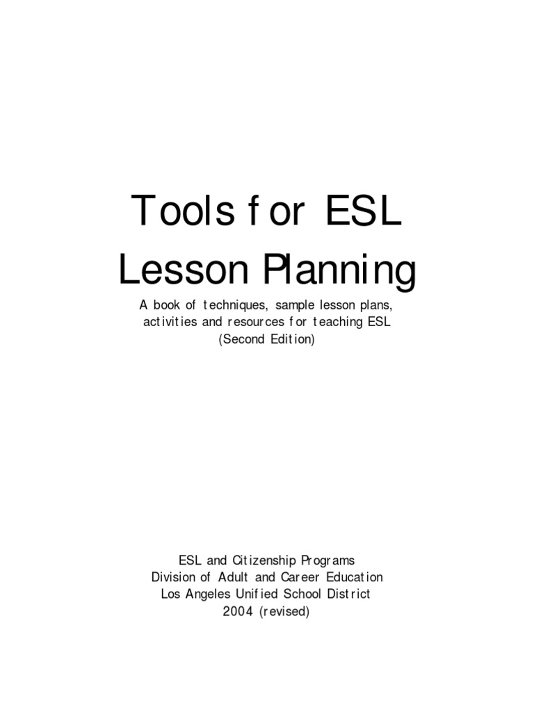ESL Lesson Planning Tools Guide | PDF | Language Arts & Discipline