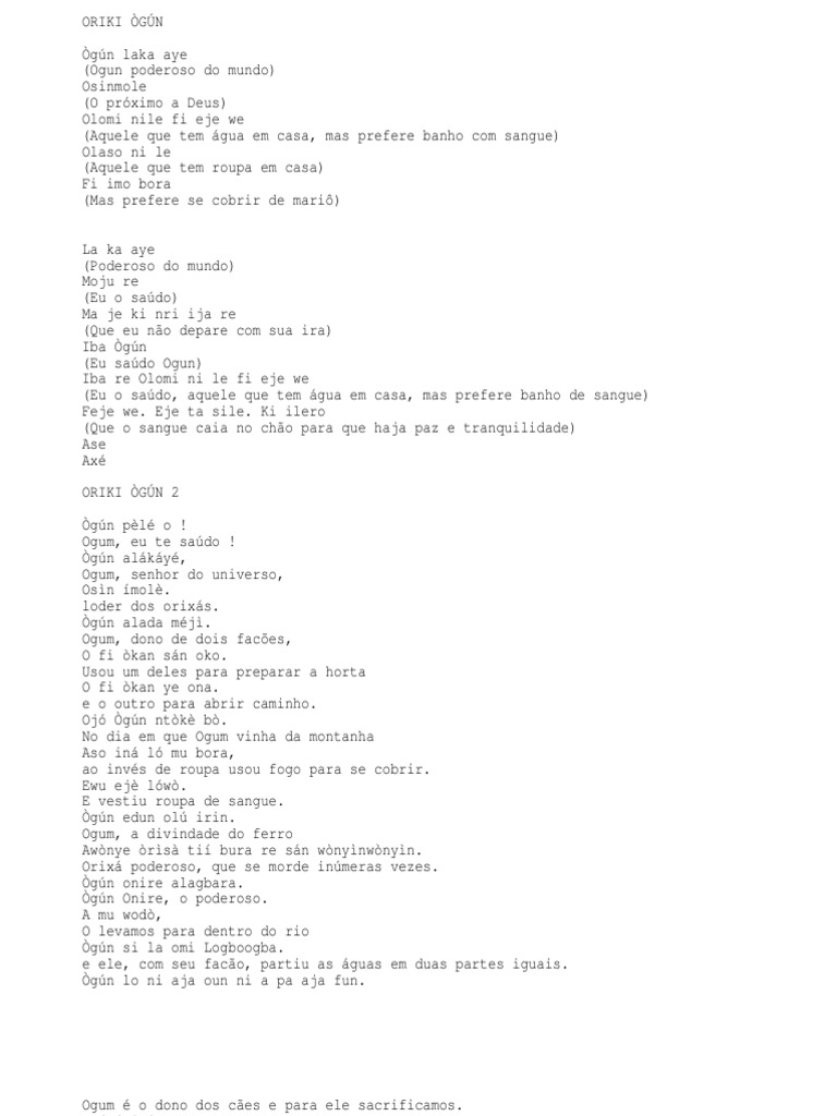 Oriki de Ogun | PDF