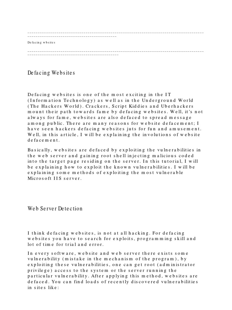 Defacing Website | PDF | Web Server | Internet & Web