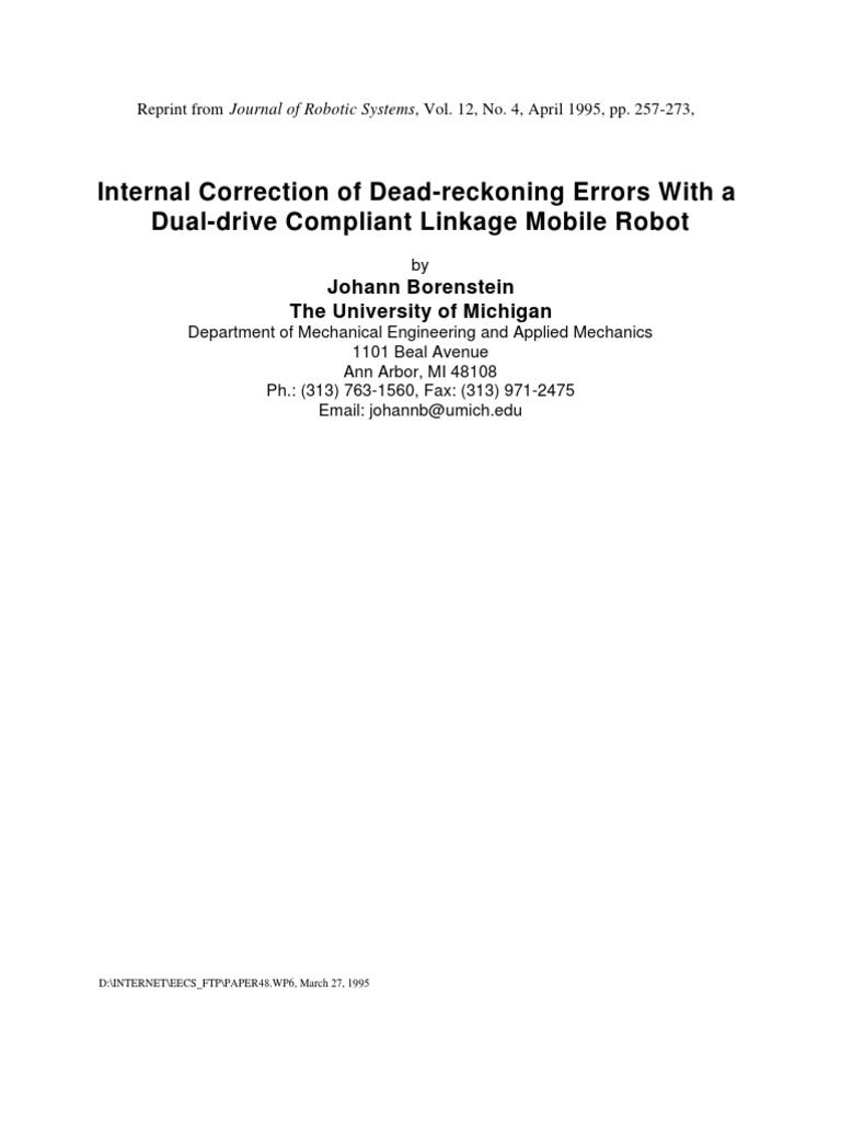 Internal Correction of Dead-Reckoning Errors With A Dual-Drive ...