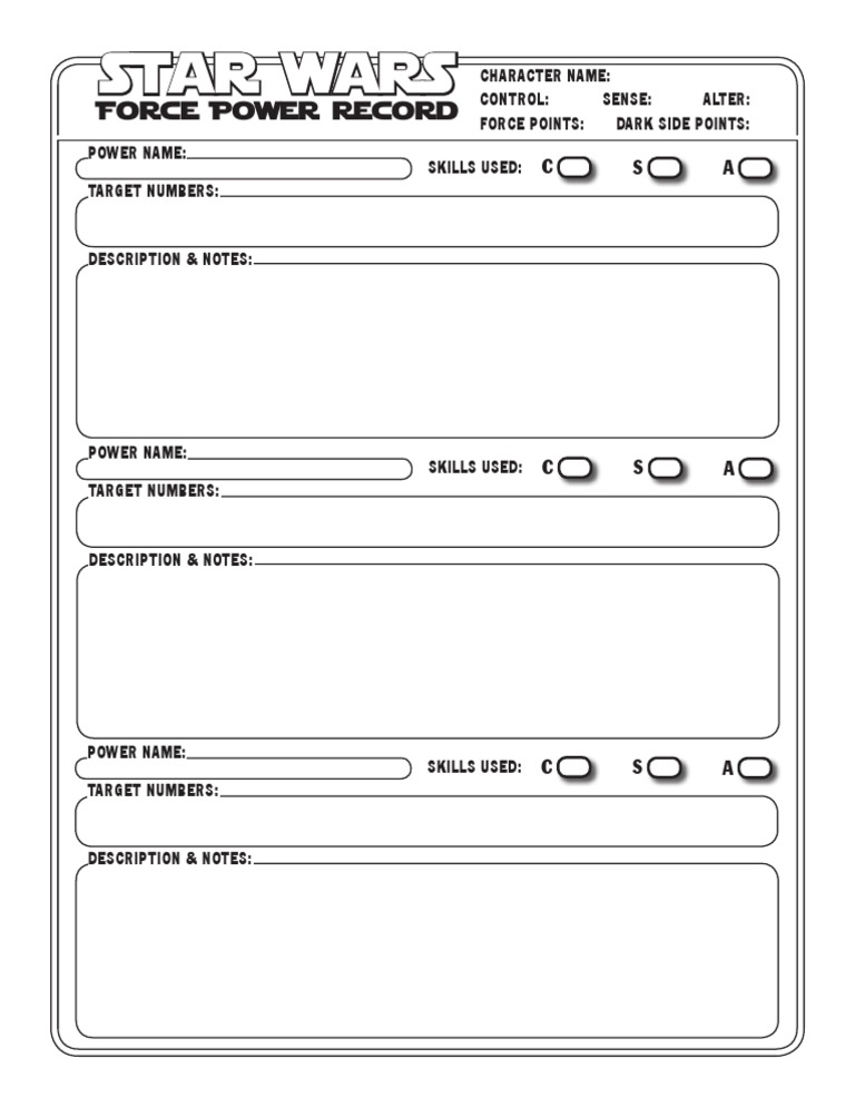 fillable star wars rpg force sheet
