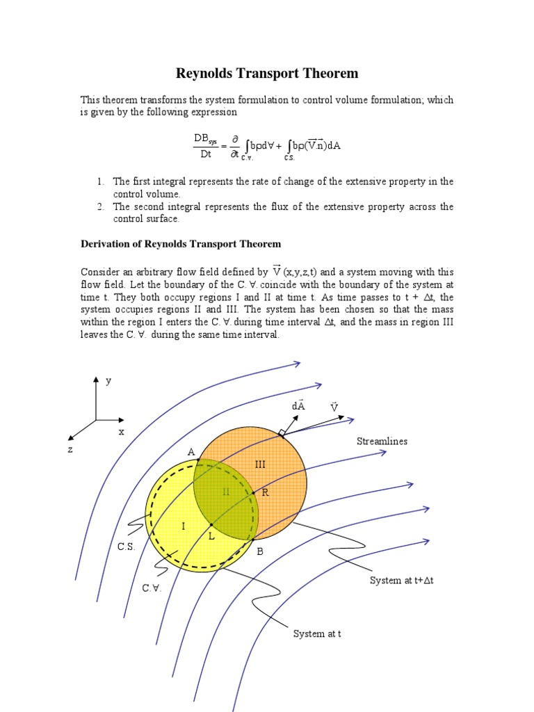 Reynolds Transport Theorem | Flux | Integral