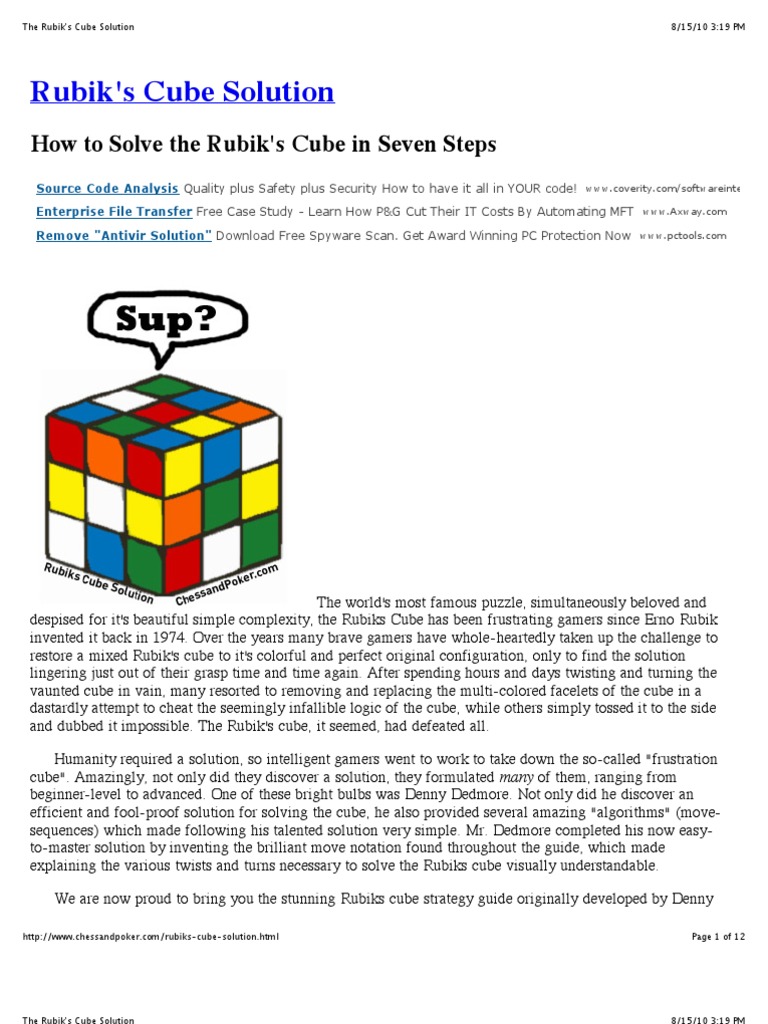 How To Assemble A Rubix Cube | PDF | Games Of Mental Skill | Algorithms