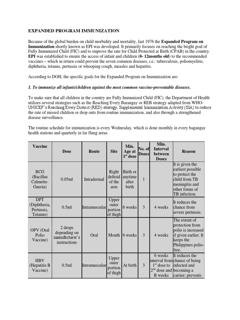 Expanded Program Immunization | PDF | Vaccines | Public Health