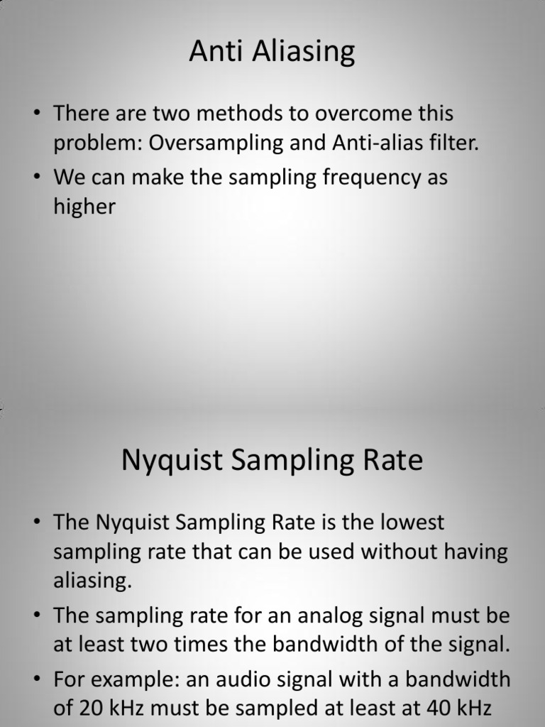 Anti Aliasing | PDF | Sampling (Signal Processing) | Filter (Signal Processing)