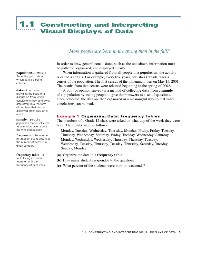 1.1 Constructing and Interpreting Visual Displays of Data | PDF | Chart ...
