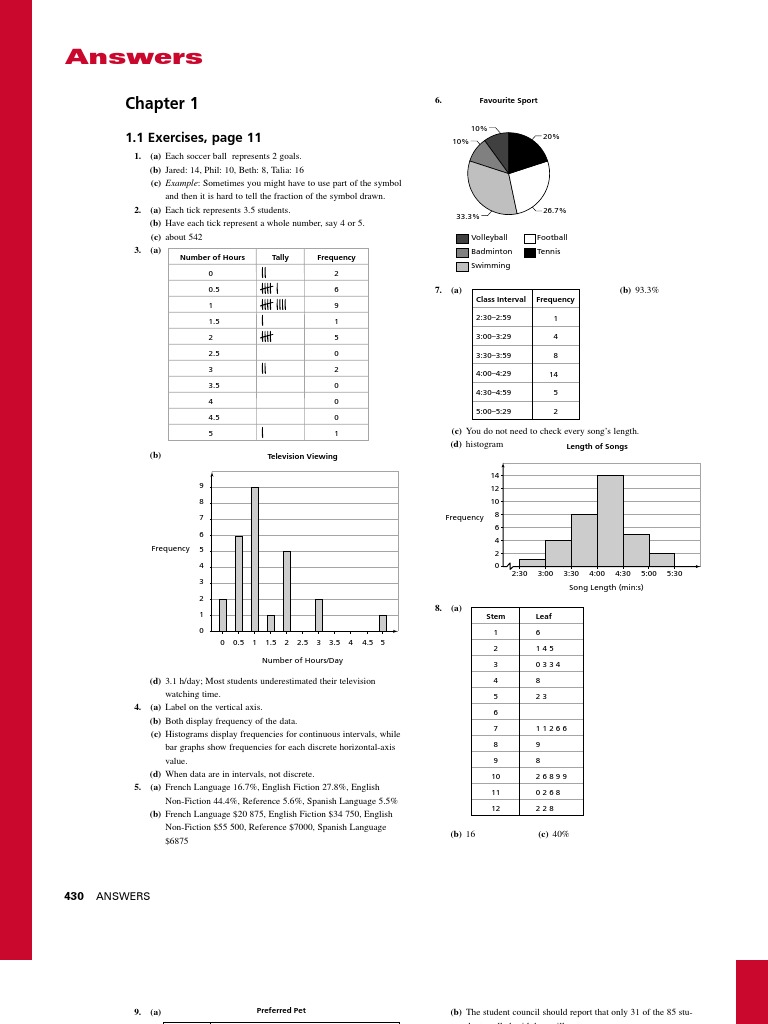 1.1 Constructing and Interpreting Visual Displays of Data Answers | PDF ...