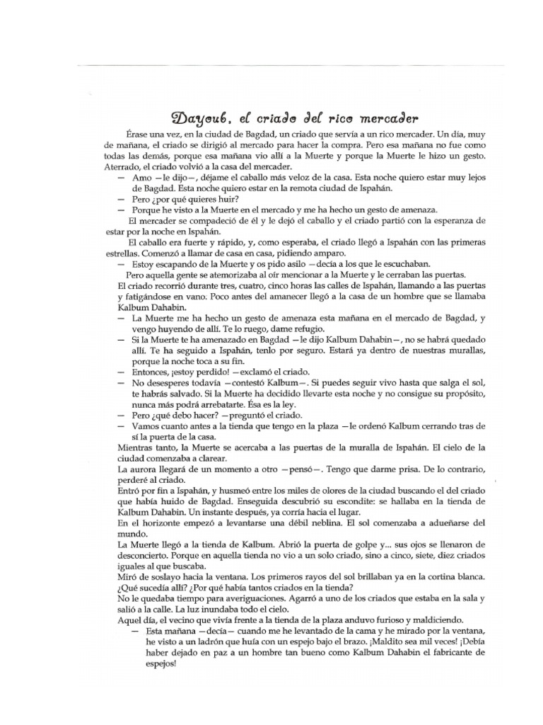 Dayoub, El Criado Del Rico Mercader | PDF