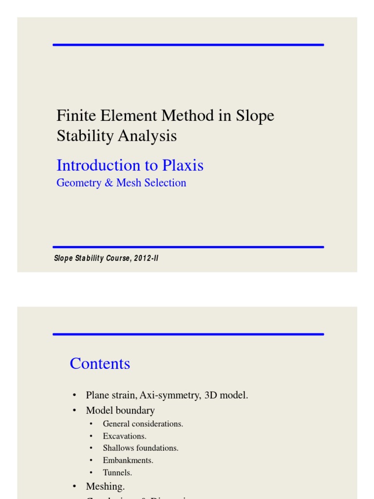 Plaxis - Geometry - Mesh Selection | PDF | Geometry | Continuum Mechanics