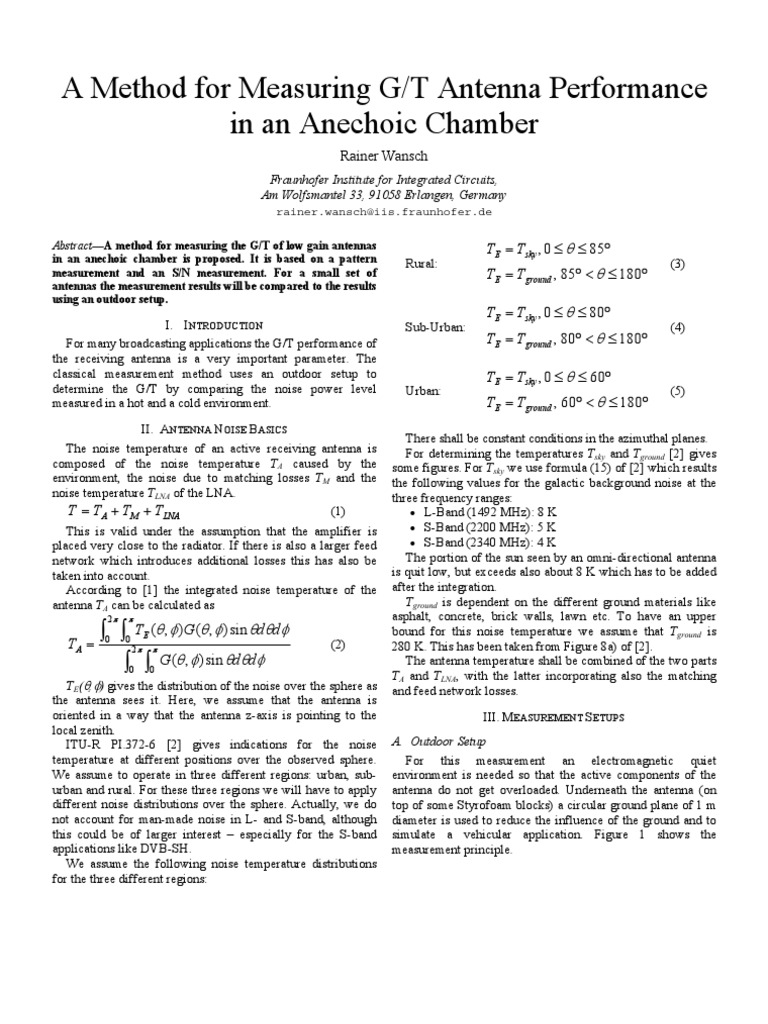 G T Measurement | PDF | Antenna (Radio) | Temperature
