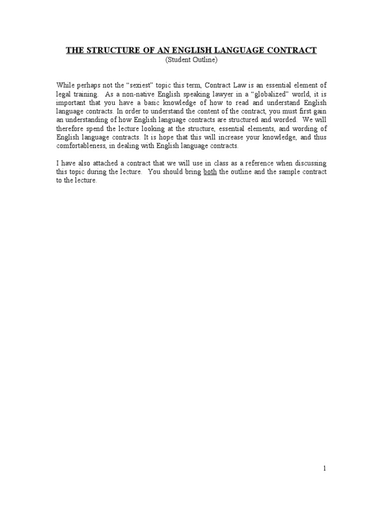 The Structure of An English Language Contract | PDF
