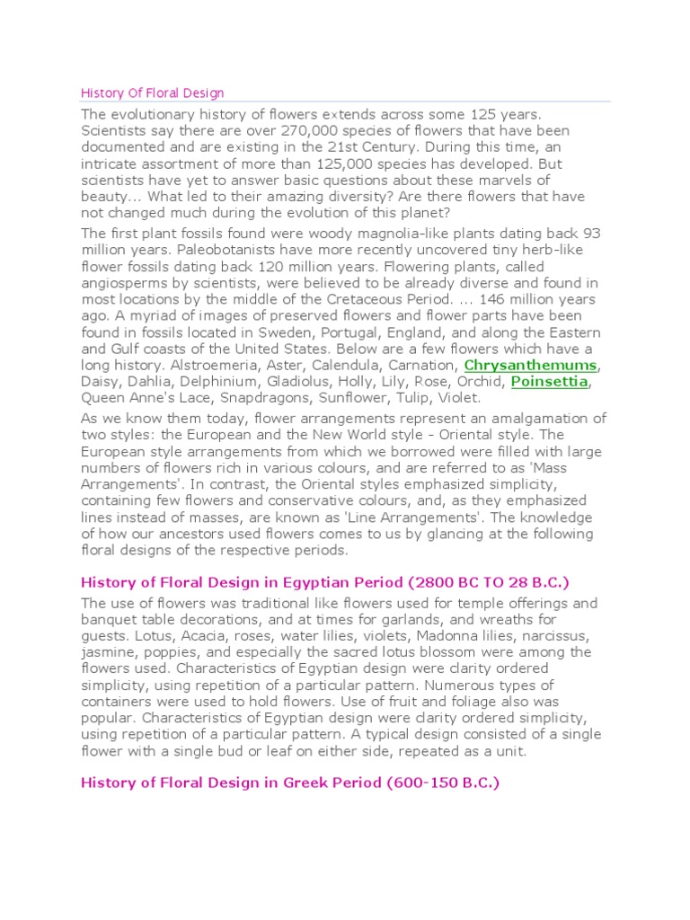 History of Floral Design | PDF | Wreath | Flowers