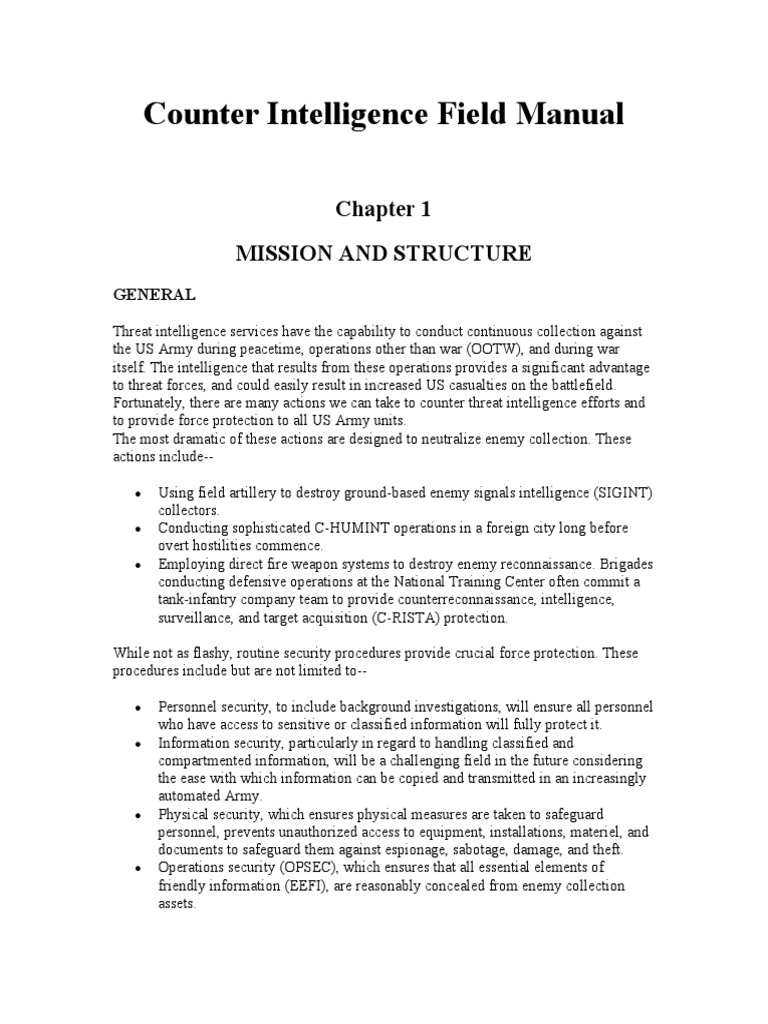 Counter Intelligence Field Manual PDF | PDF