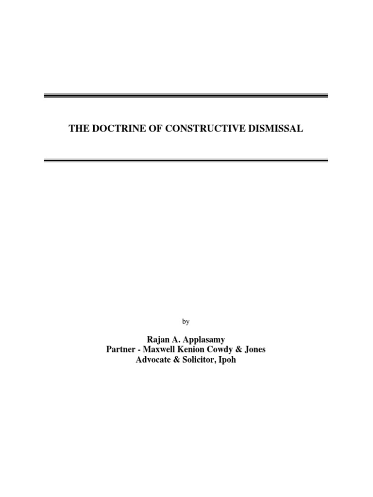 The Doctrine of Constructive Dismissal | PDF | Contractual Term | Civil ...