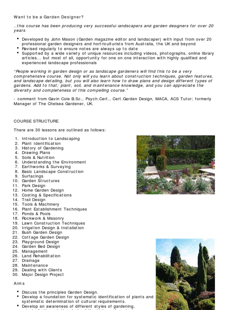 Certificate in Garden Design Course, Become A Consultant Landscape ...