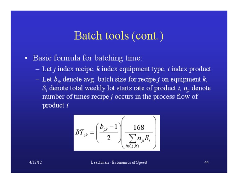 Batching Time Formula in Production | PDF