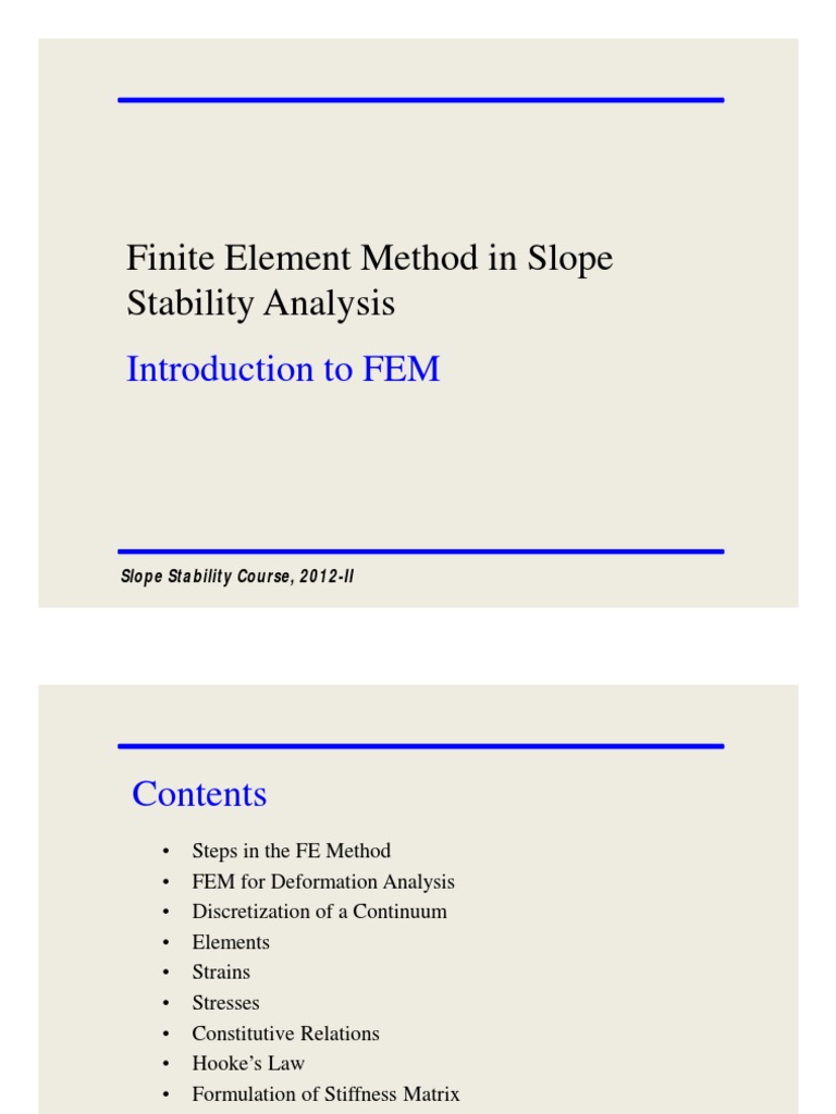 FEM in Slope Stability Analysis | PDF | Finite Element Method ...