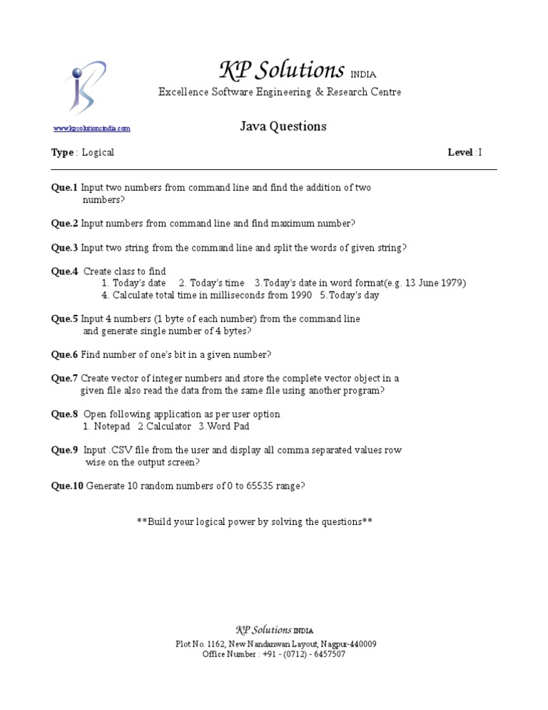 KP Solutions: Java Questions | PDF