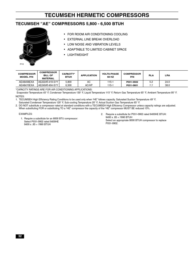 Tecumseh Hermetic Compressor Guide | PDF